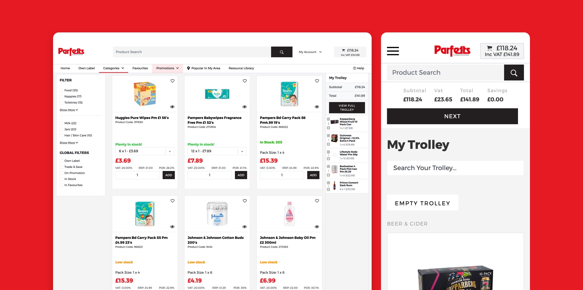 Parfetts & Gold Ordering Platform | Case Studies | Pixel